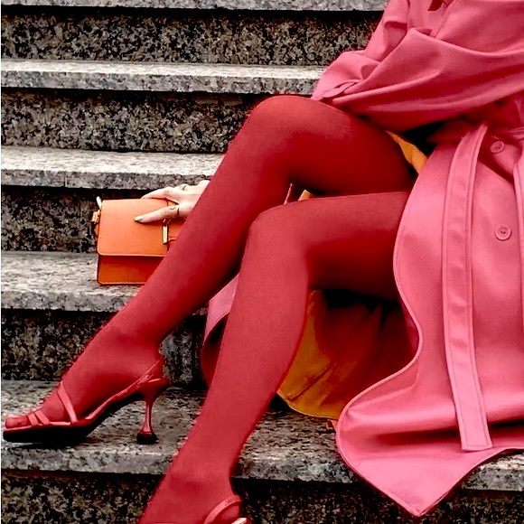 Intimates & Sleepwear | Nwt Watermelon Red Velvet Stockings Opaque ...